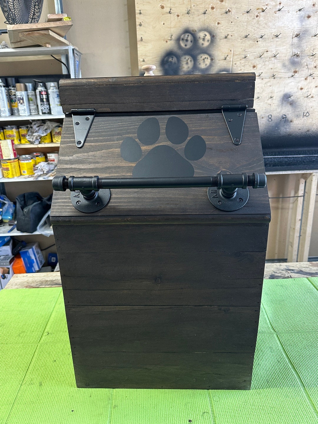 X-large Soft Close Lid Wooden Dog Food Storage Container, Dog Food Bin ...