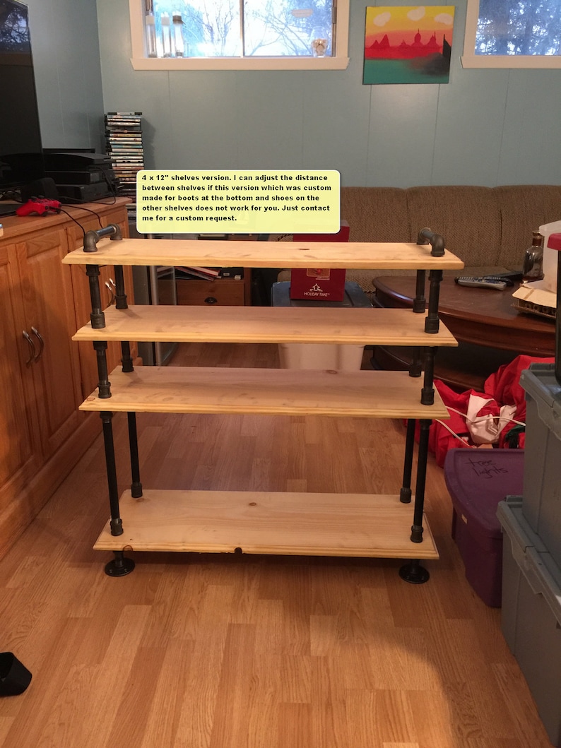 4 shelf Industrial style boot rack display rack shoe rack | Etsy