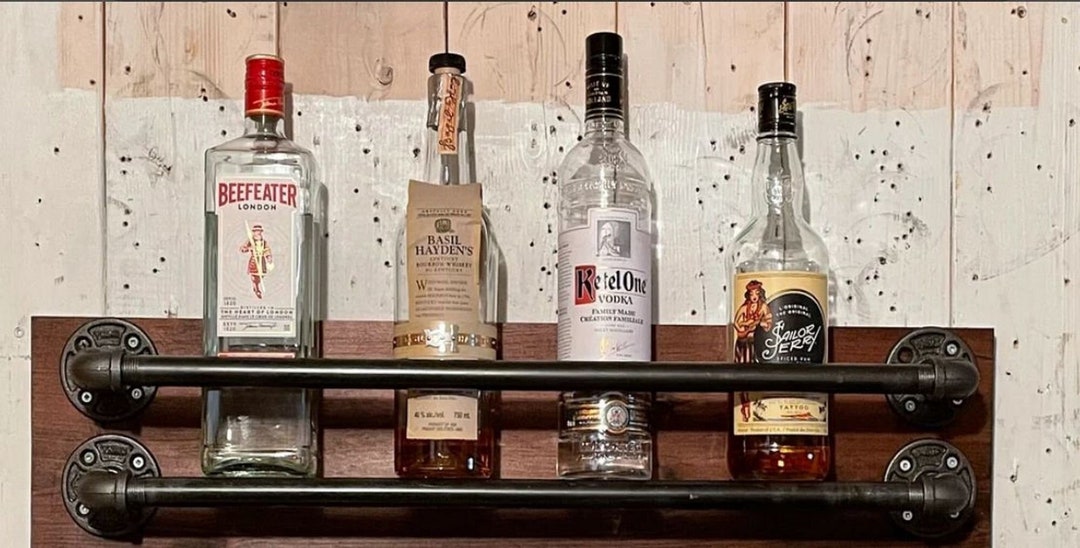 Double Pipe Bar Rack wall Mount Bar Shelf Handmade Pipe - Etsy Canada