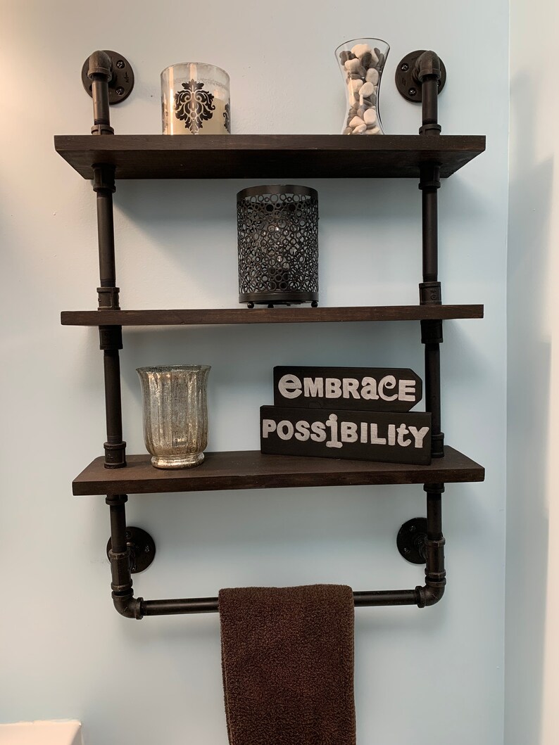 3 Tier industrial style bathroom towel rack towel rack | Etsy