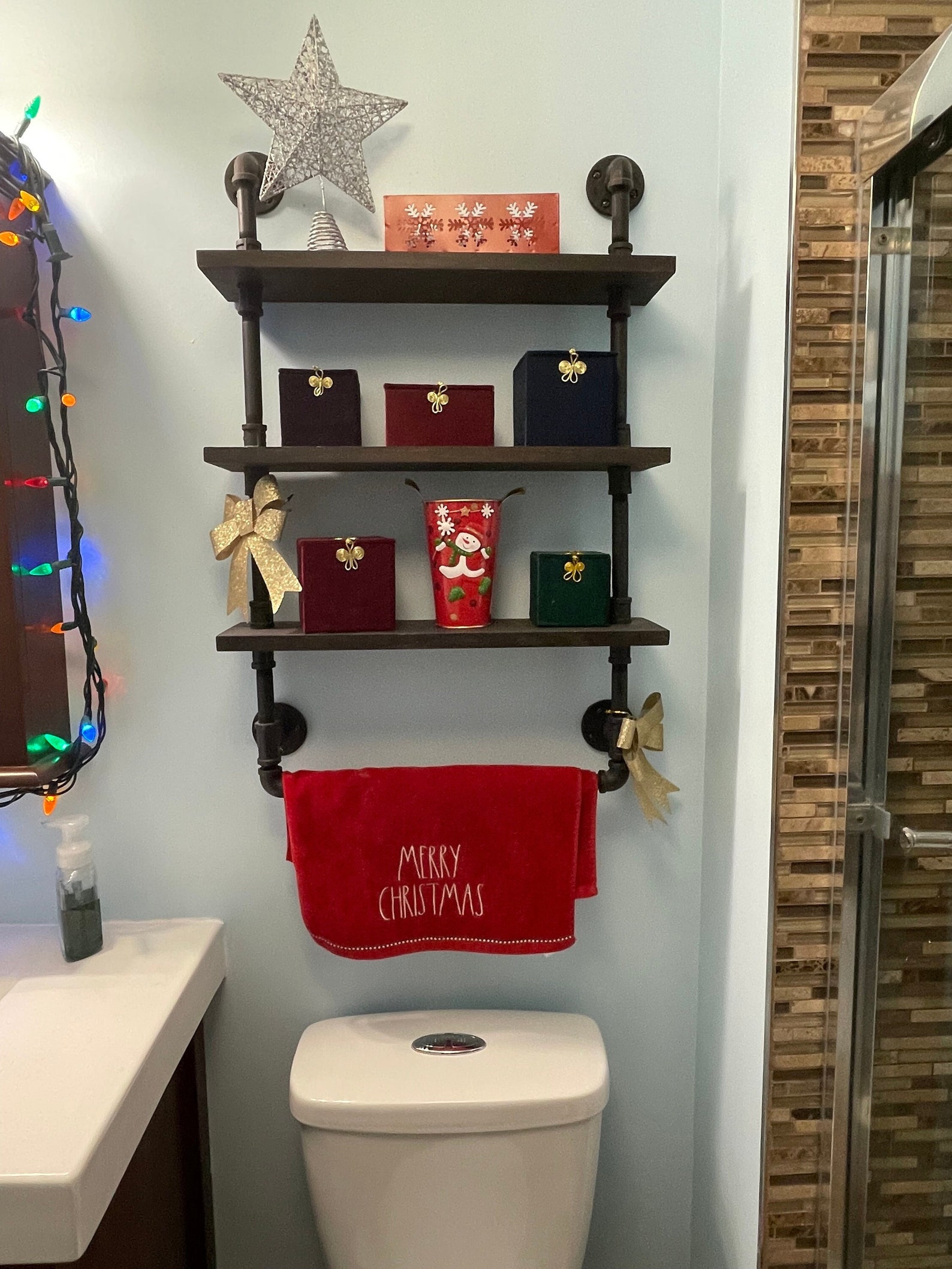 3 Tier Industrial Style Bathroom Towel Rack Towel Rack - Etsy