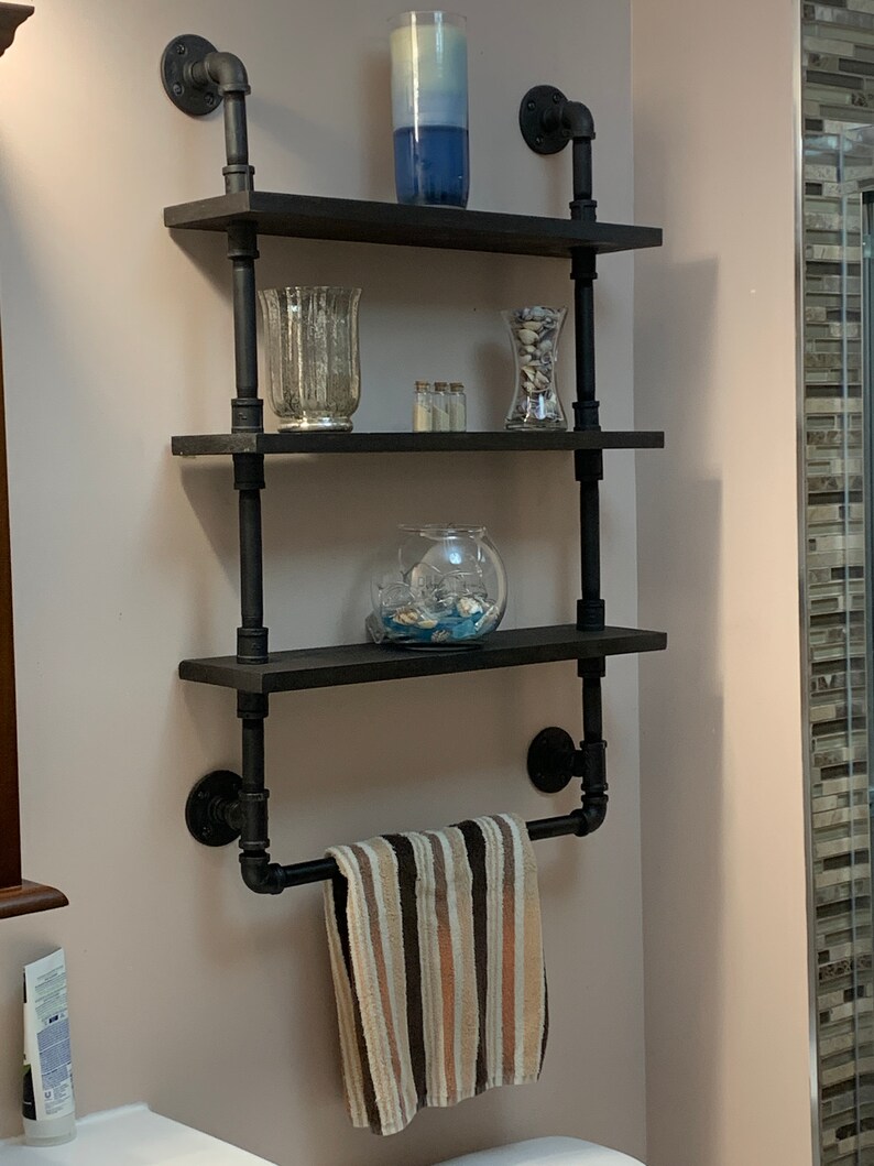 3 Tier industrial style bathroom towel rack towel rack | Etsy