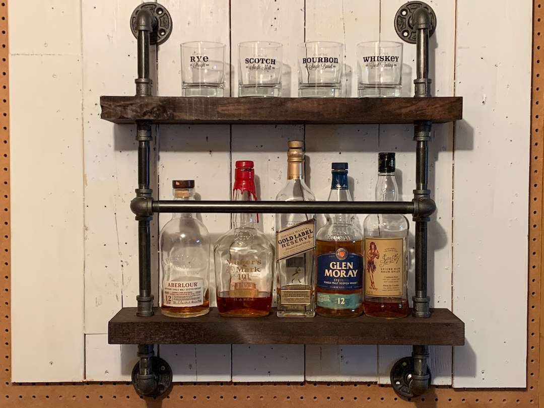 Display Shelf Bar Shelf Scotch Bar Bar Shelf Retro Shelves 2 Tier Shelf ...