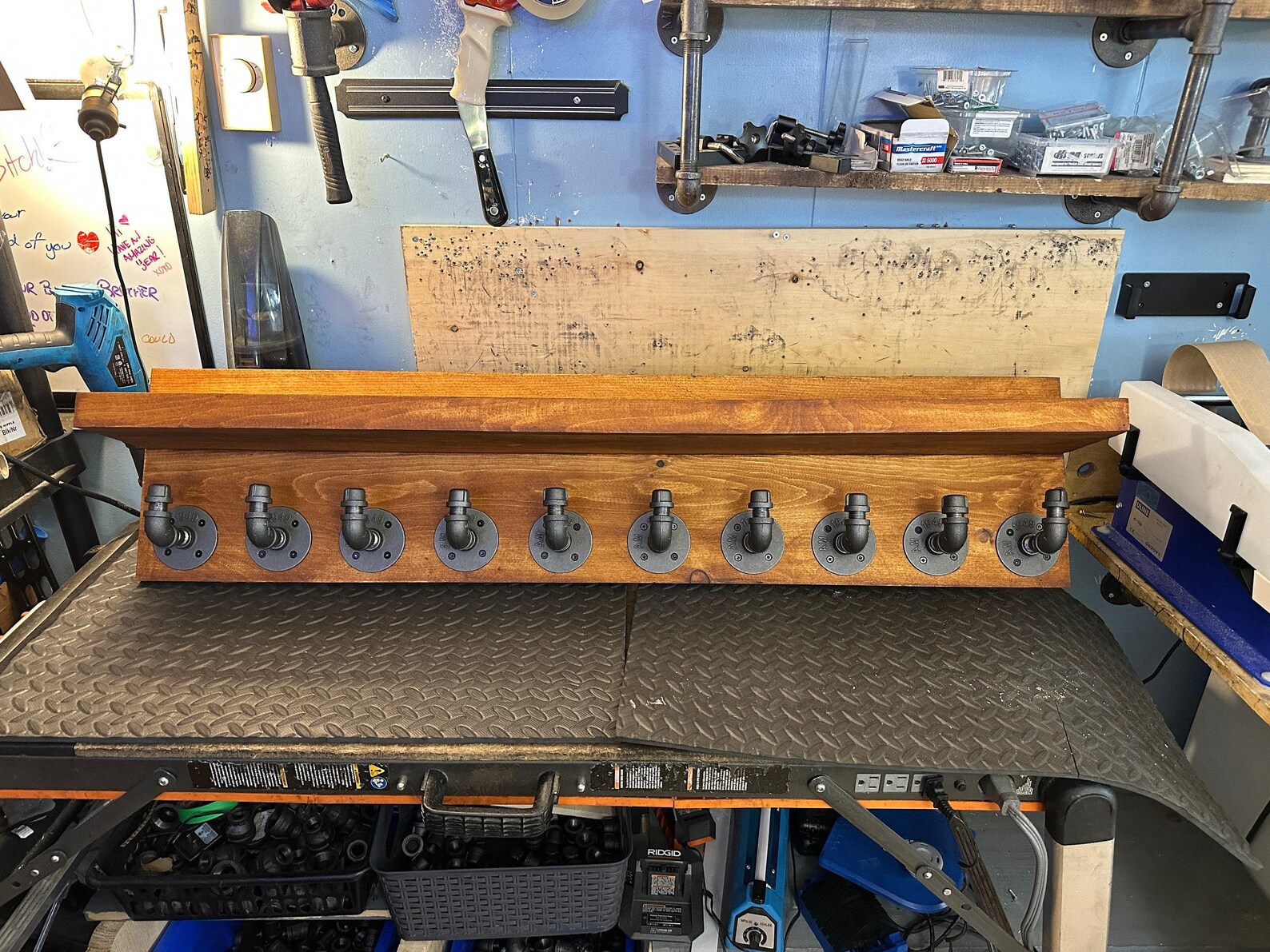 Industrial Coat Rack With Shelf: Knotty Pine Wall Mount - Etsy