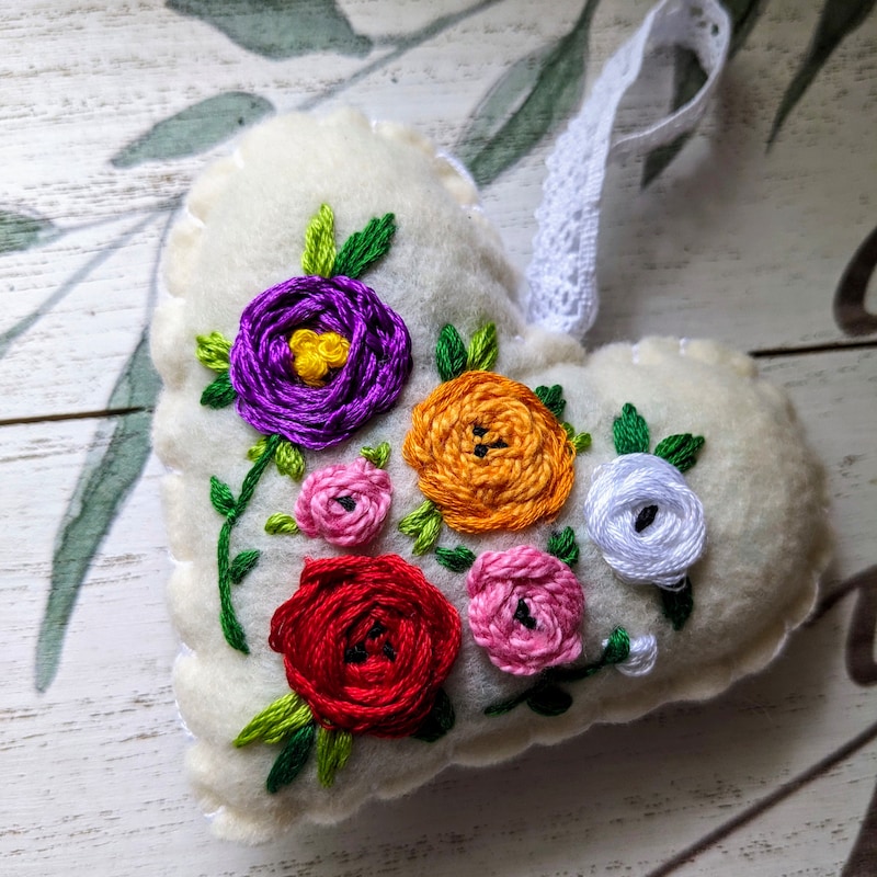 Embroidered Heart - Etsy