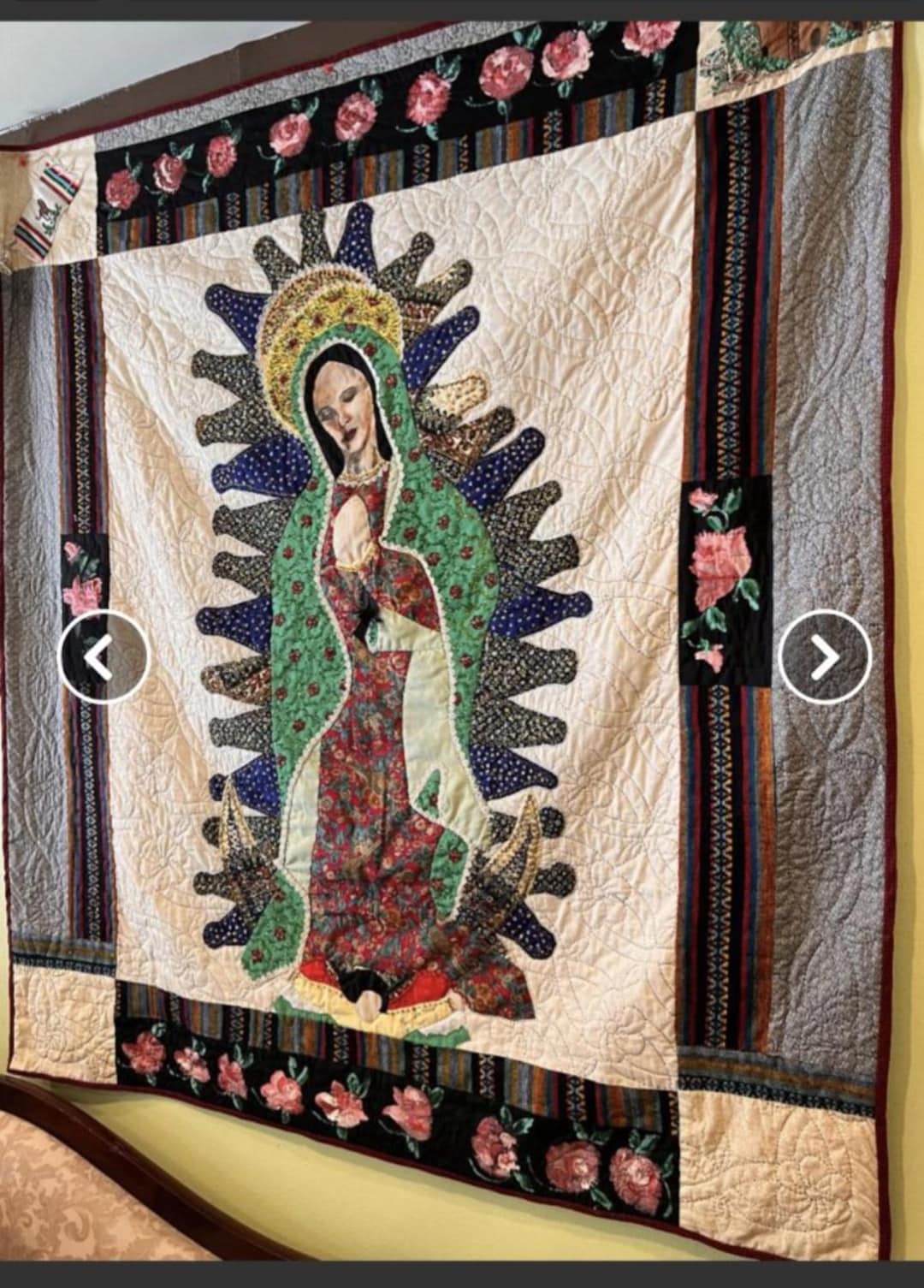Mexican Art Quilt Handmade Virgin Mary Quilt Virgin De Quadalupe Quilt ...