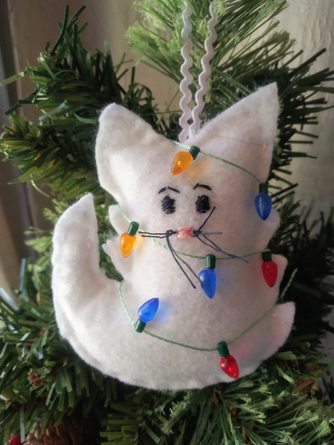Cat Christmas Ornament Felt Cat Ornament White Cat Black Cat Ornament ...