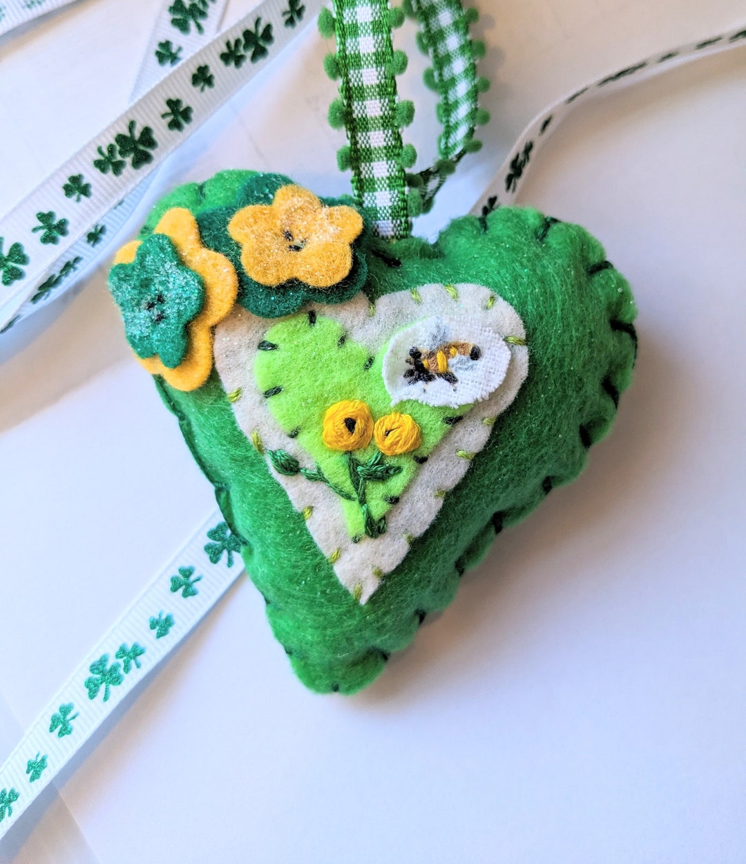 St Patrick's Day Heart Irish Love Token Ornament Felt St Patrick's Day ...