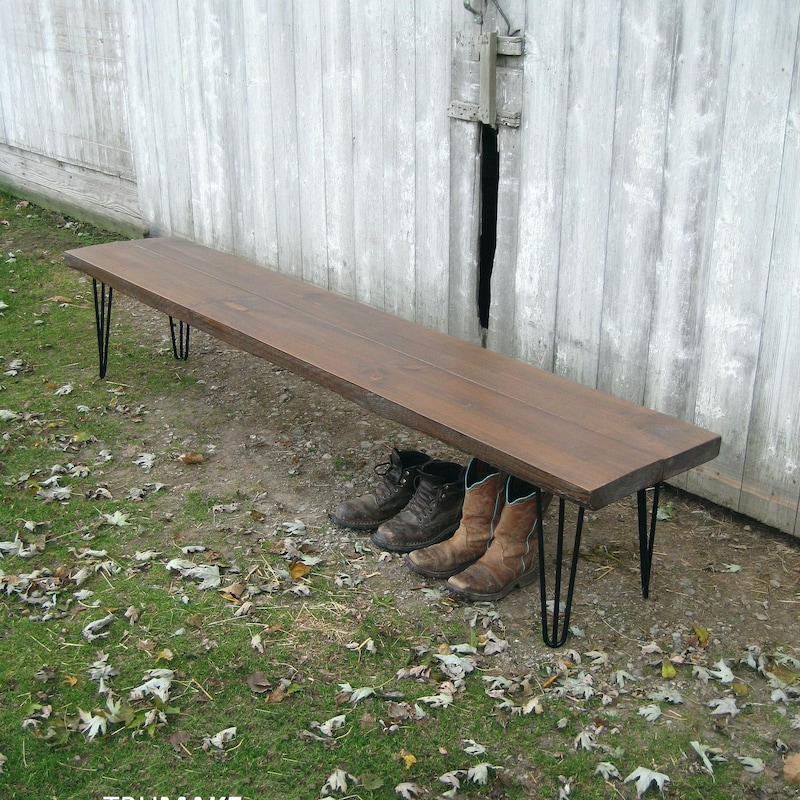 Long Rustic Wood Bench - Etsy