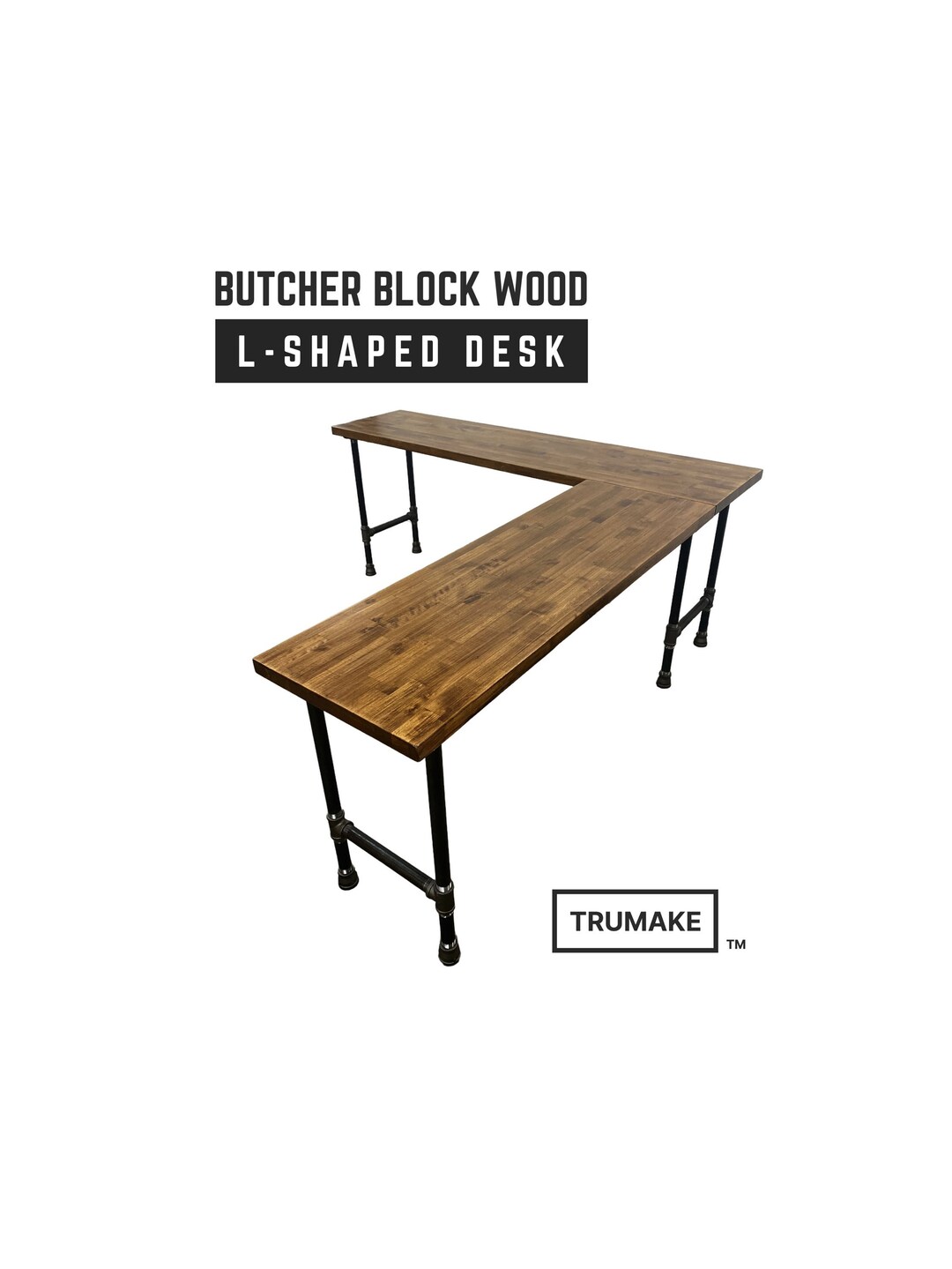 Butcher Block Wood Desk | TRUMAKE Desk | Solid Smooth Butcher Block Top ...