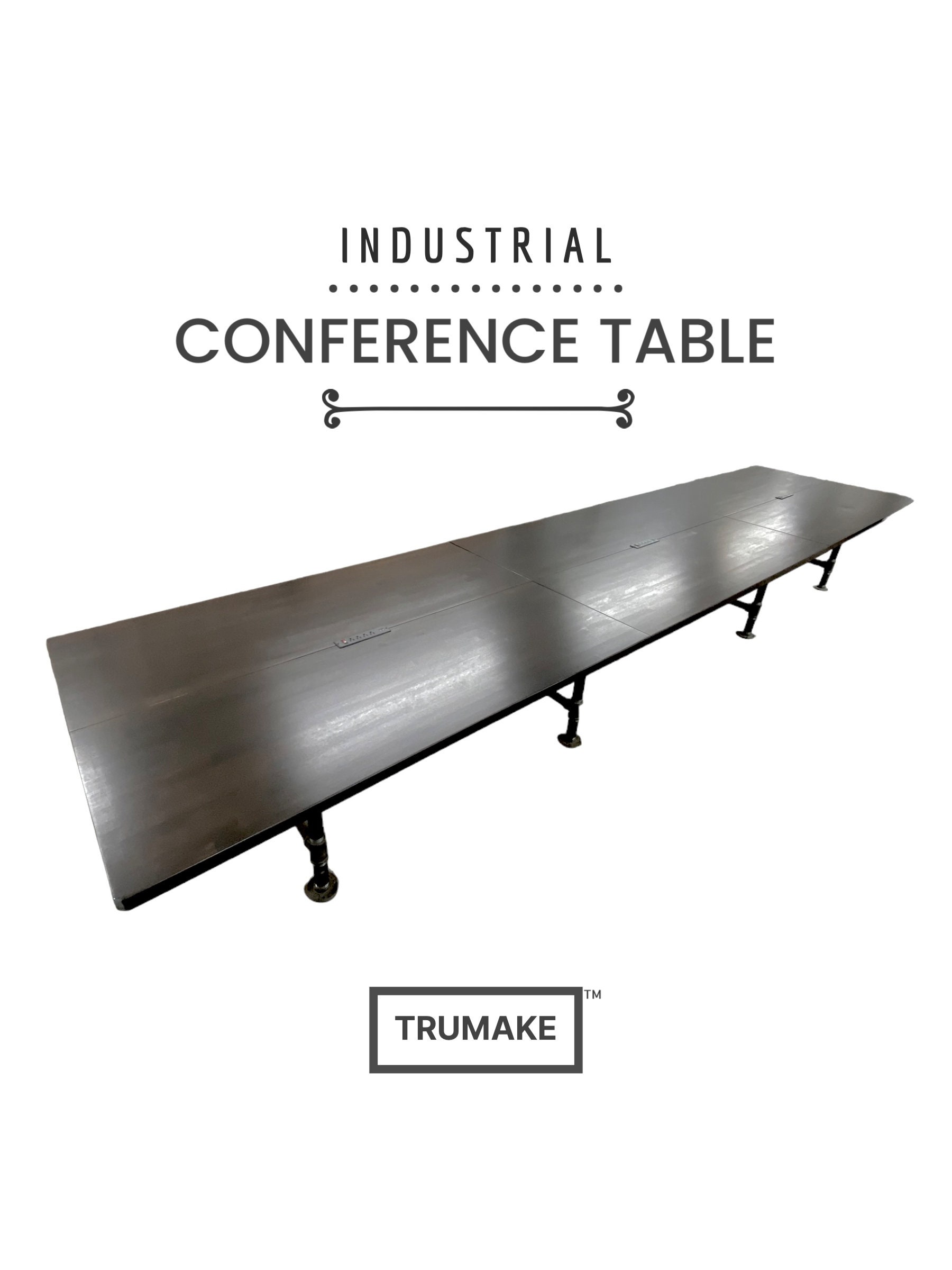 TRUMAKE Industrial Style Conference Table | Stunning Wood and Modern ...