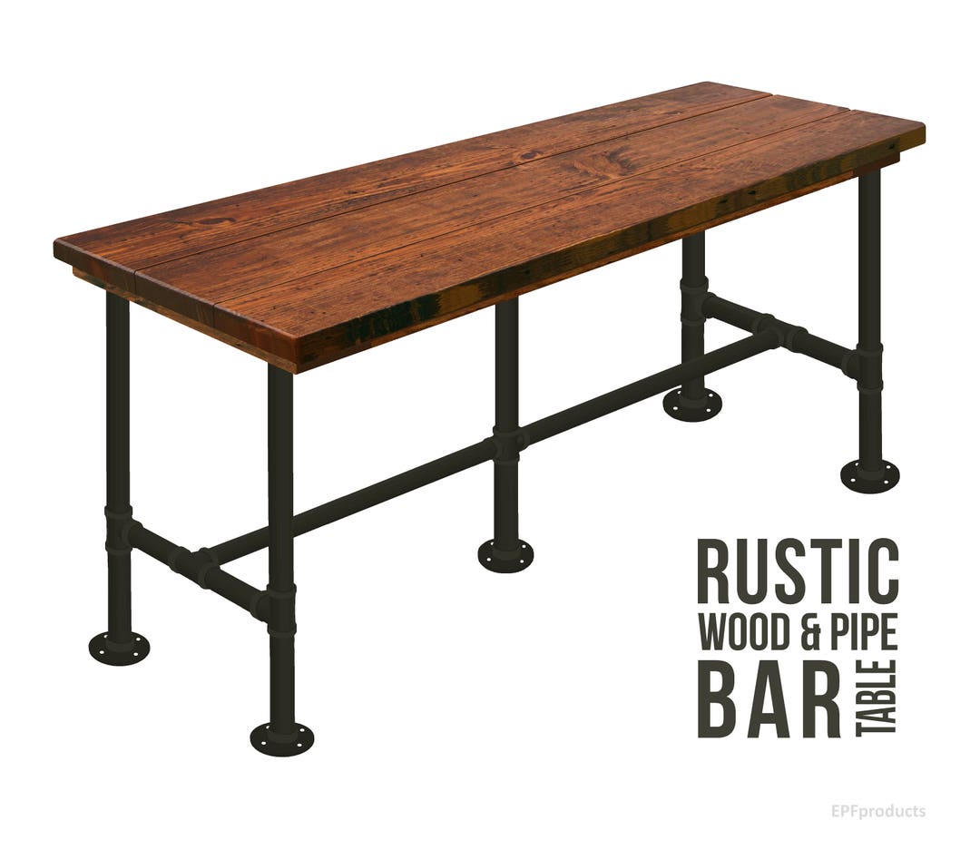 High Bar Table (42"tall) Industrial Style, Pub Table Bistro Table Urban ...