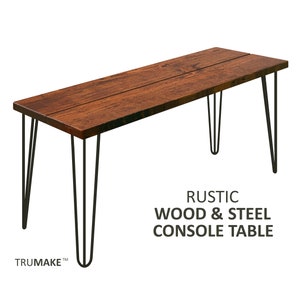 Console Table, Hairpin Console Table, Hair Pin Leg Rustic Wood & Steel ...