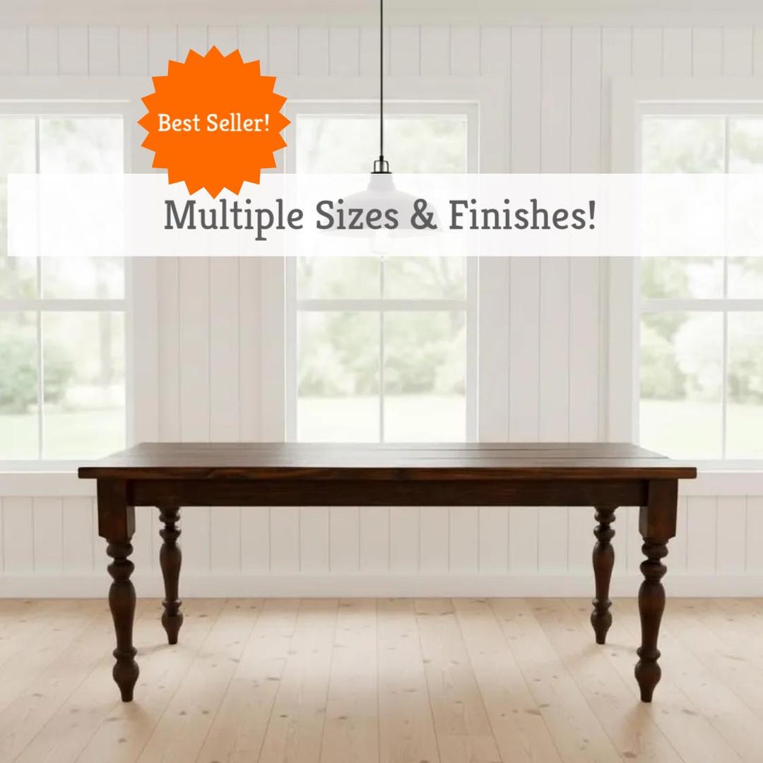 FARMHOUSE TABLE | Turned Legs Table | Rustic Dining Table | Harvest ...