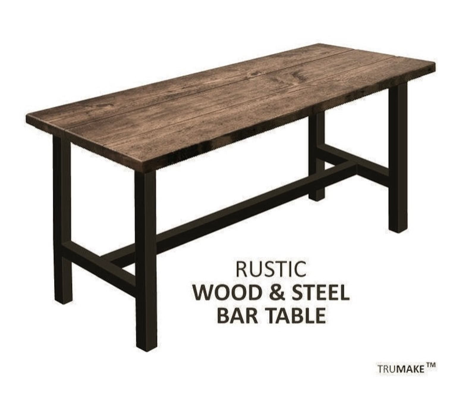 RUSTIC BAR TABLE. Rustic Bar Table. Solid Wood and Steel Bar - Etsy