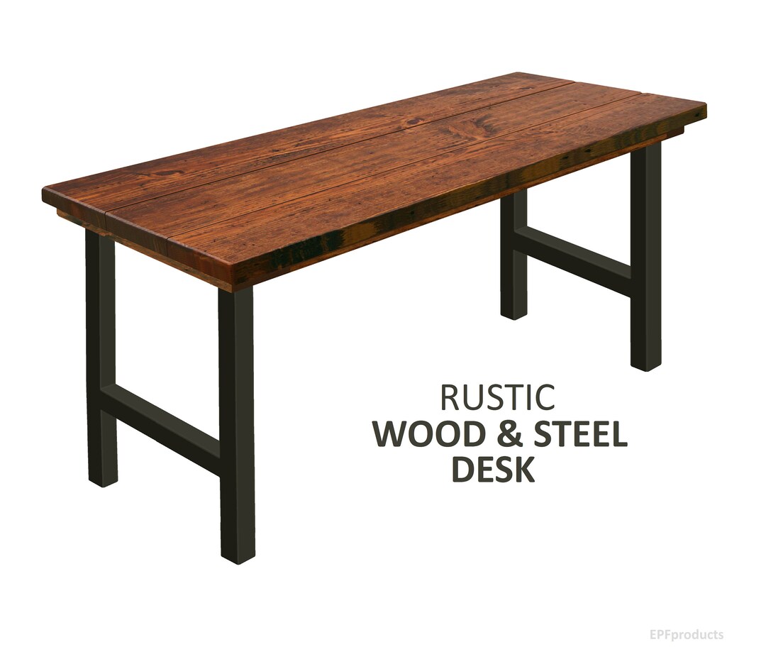 H-leg Rustic Desk Rustic Wood & Steel Desk Industrial Desk - Etsy