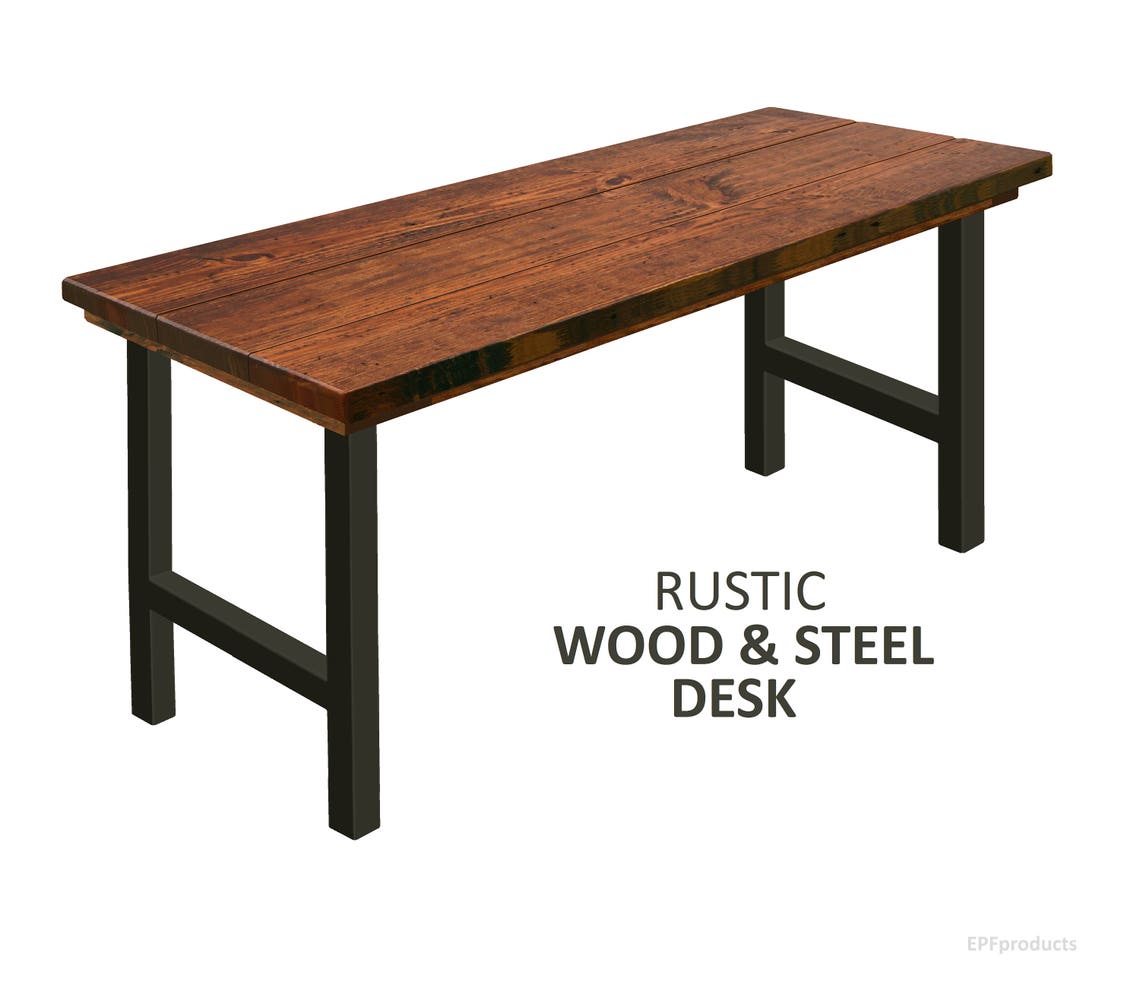 H-leg Rustic Desk Rustic Wood & Steel Desk Industrial Desk - Etsy