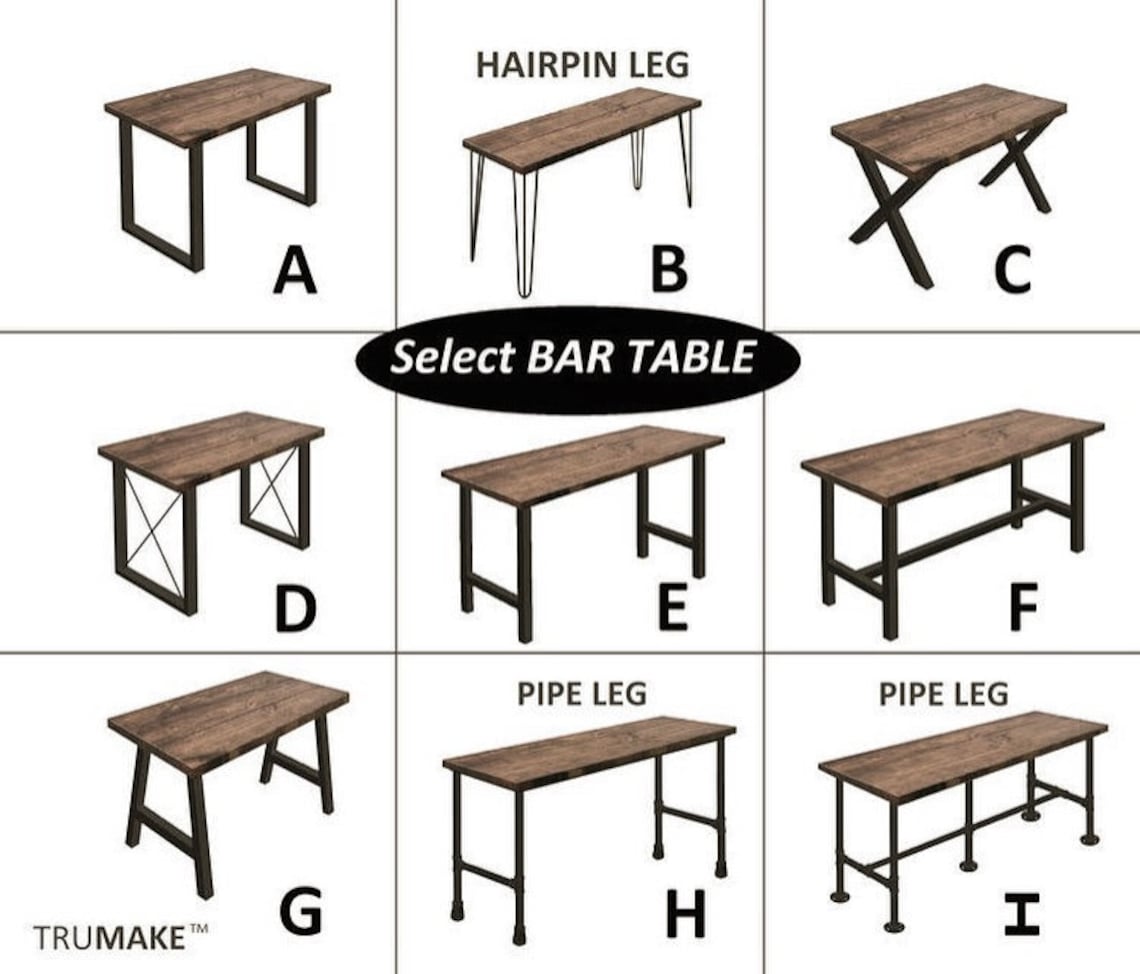 Industrial Table. Rustic Bar Table. Solid Wood and Steel Bar Table. Pub ...