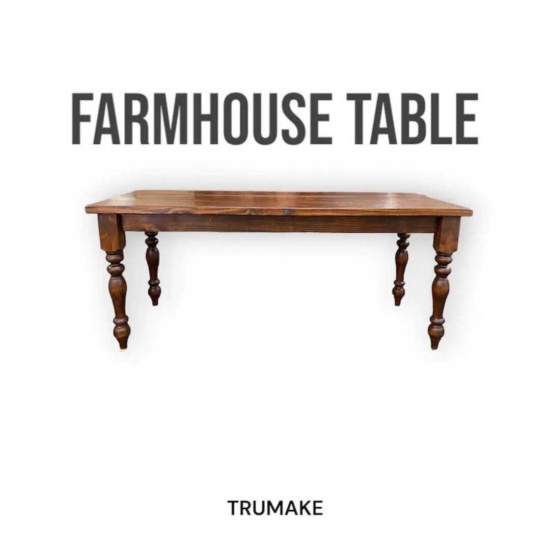 FARMHOUSE TABLE | Turned Legs Table | Rustic Dining Table | Harvest ...