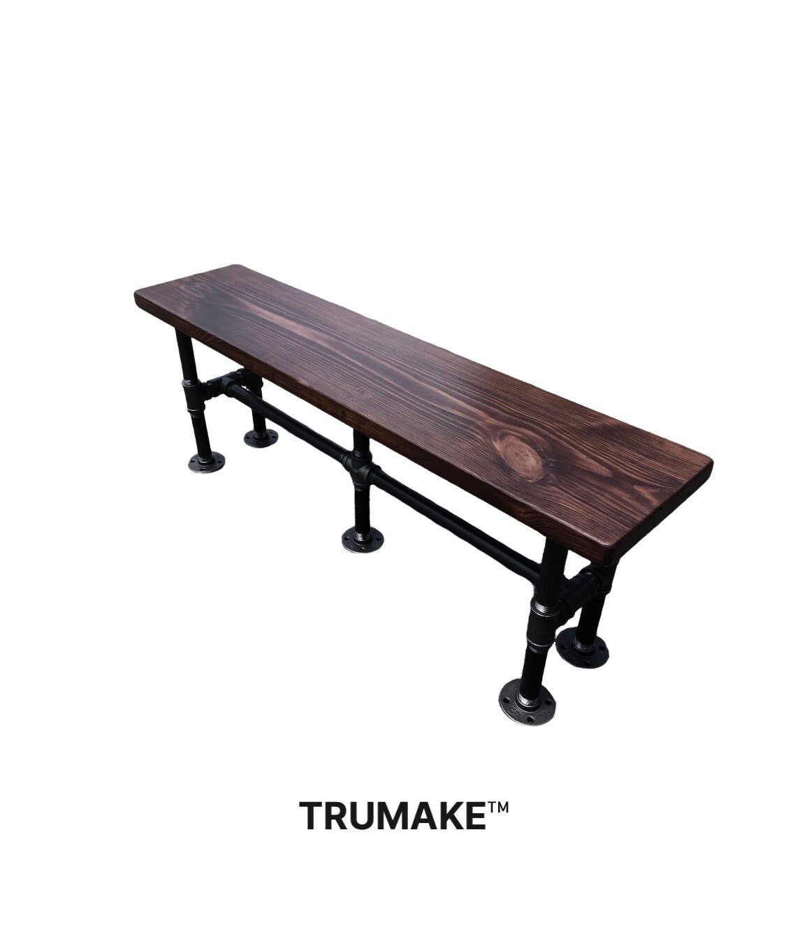 Rustic Bench Solid Wood Beautifully Handcrafted Industrial Pipe Leg Bench Farmhouse Bench Industrial Modern Bench