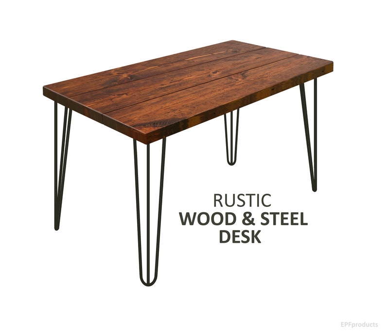 DESK Rustic Desk Wood and Industrial Steel Pipe Desk. - Etsy