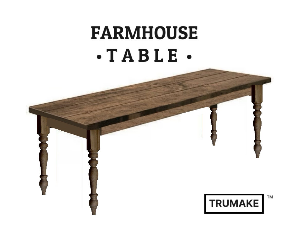 FARMHOUSE TABLE | Turned Legs Table | Rustic Dining Table | Harvest ...