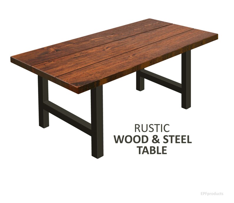 Wood Dining Table With H-legs Modern Table Rustic Wood & - Etsy