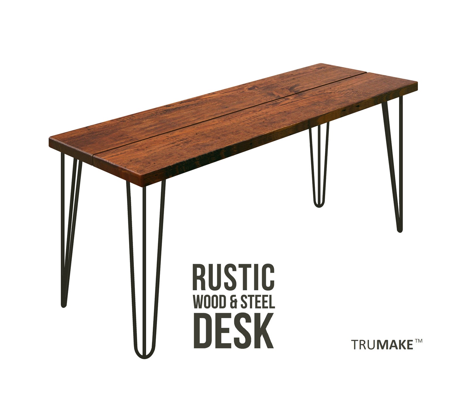 DESK Solid Wood and Steel Home Office Desk Rustic Desk | Etsy