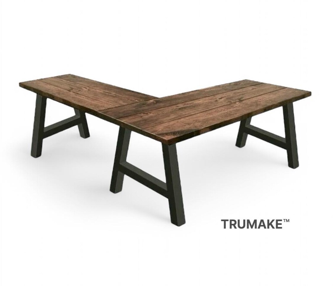 A-leg L-shaped Desk, Wood Steel L-shaped Desk,computer Desk, Home ...