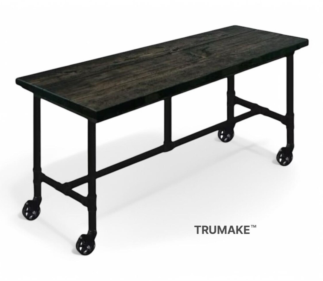 Caster Wheels Counter Height Rolling Vintage Bar Table. Rustic Bar ...