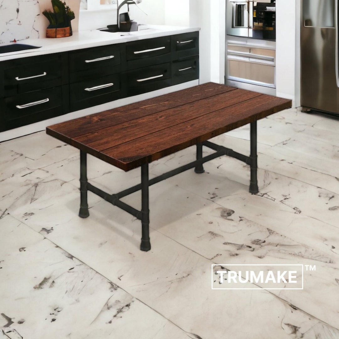 Industrial Modern Table, Rustic Wood & Pipe Table, Trestle Table, Urban ...