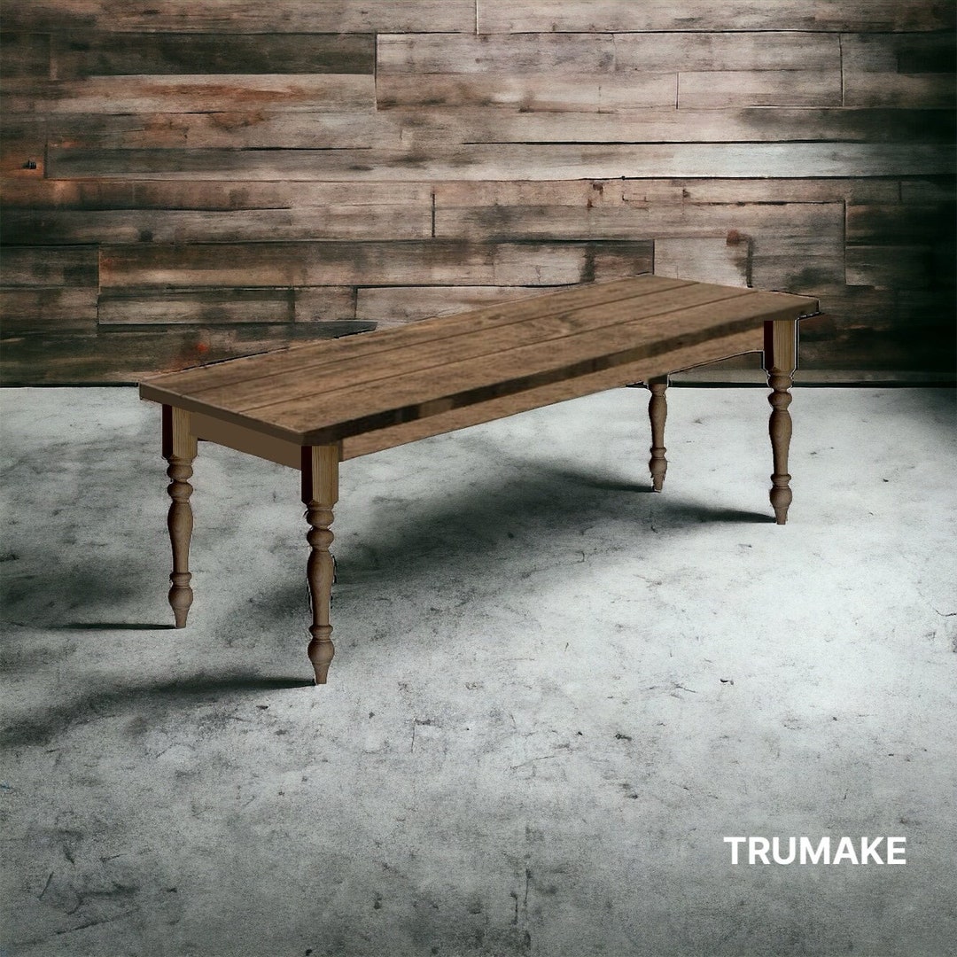 FARMHOUSE TABLE Turned Legs Table Rustic Dining Table Harvest Wood ...