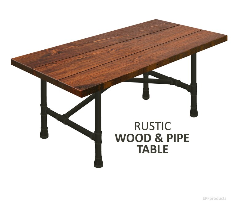 X-pipe Dining Table Rustic Wood & Pipe Table Trestle Table | Etsy