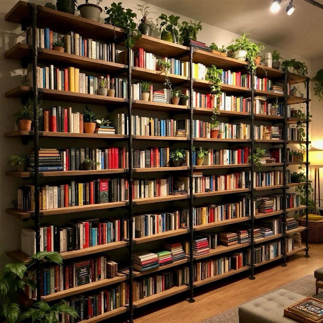 Book Shelf Wall Unit Home Office Library Industrial Wall Shelving Unit ...
