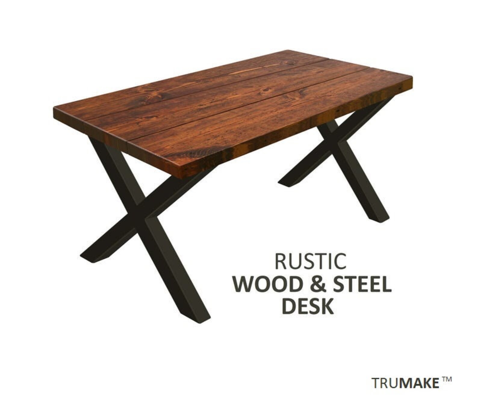 DESK, Solid Wood and Steel Home Office Desk, Rustic Desk, Modern Desk ...