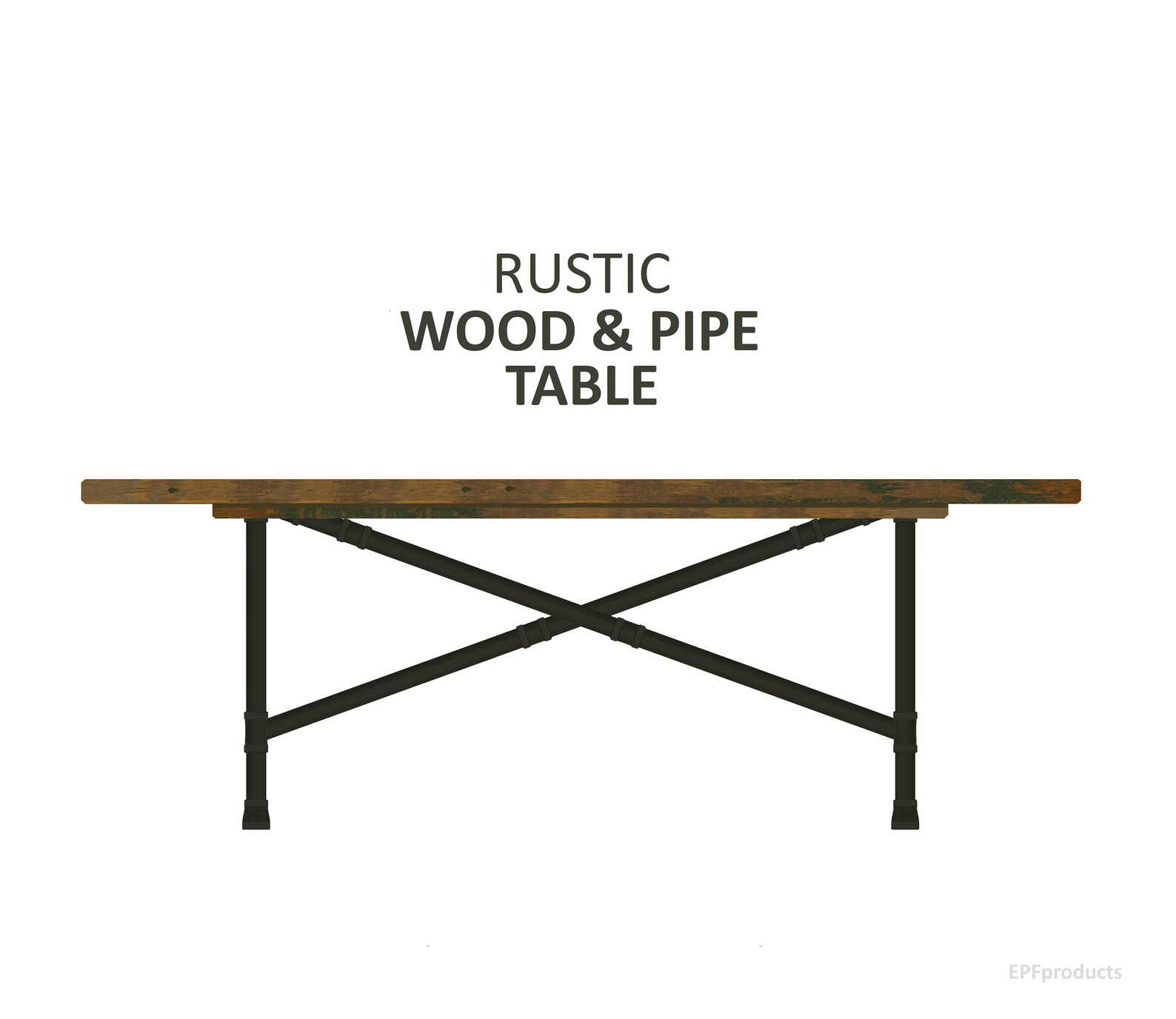 X-pipe Dining Table Rustic Wood & Pipe Table Trestle Table | Etsy