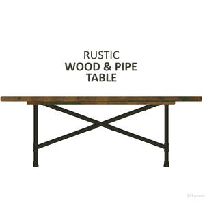 X-pipe Dining Table Rustic Wood & Pipe Table, Trestle Table, Farmhouse ...