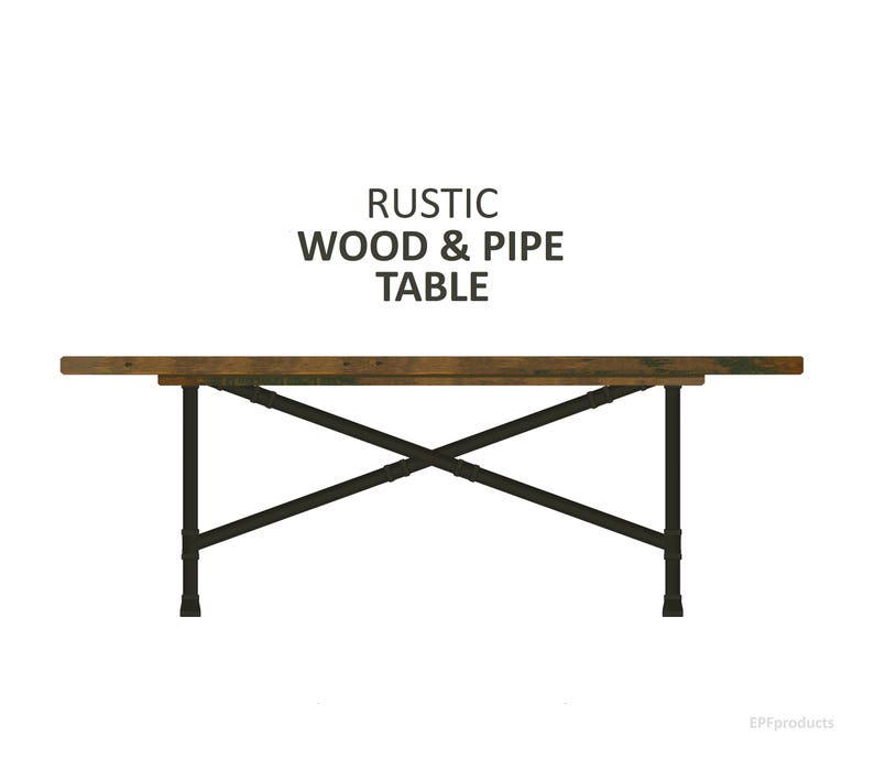 X-pipe Dining Table Rustic Wood & Pipe Table Trestle Table | Etsy