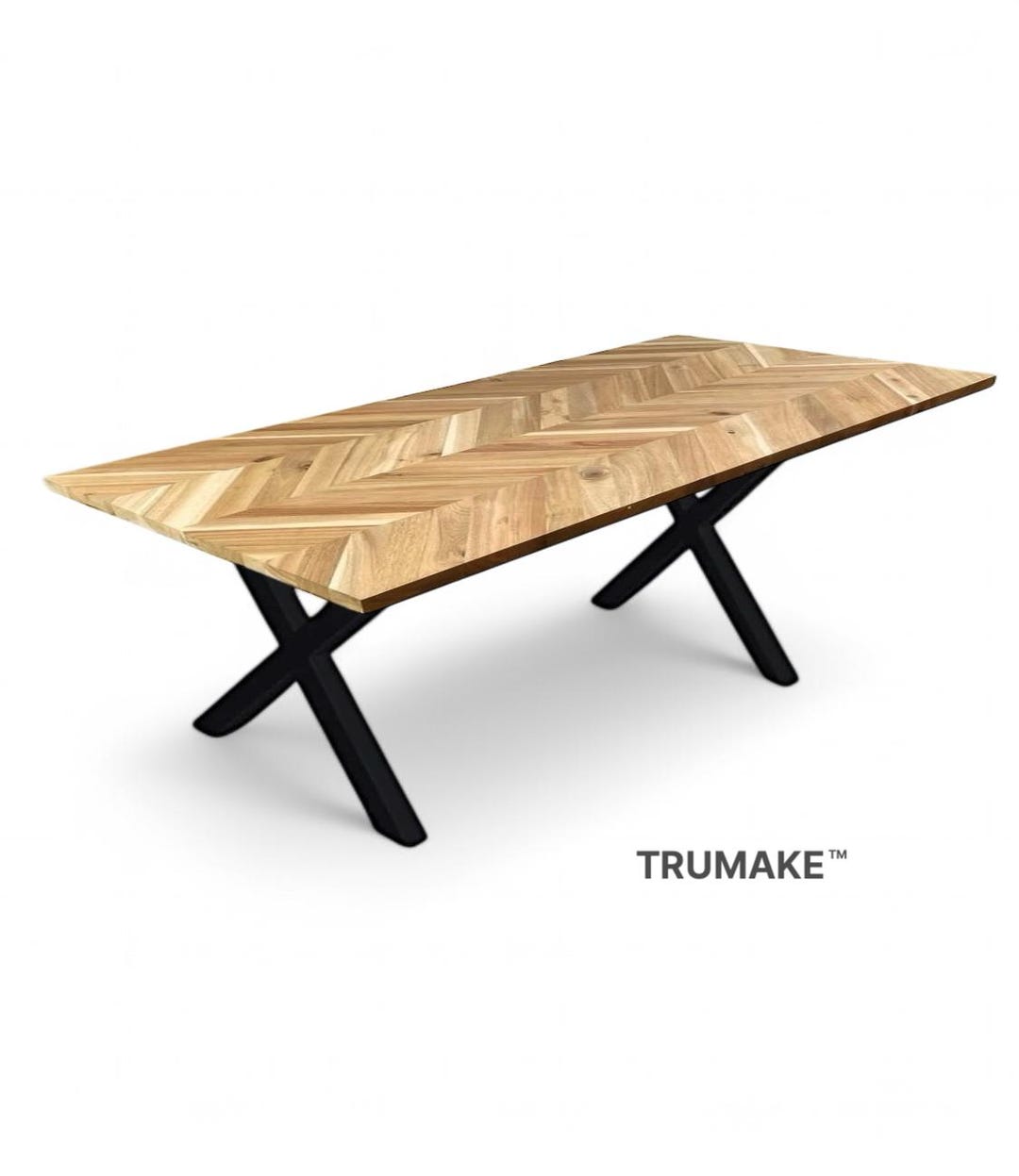 Chevron Desk With X-shaped Legs, Modern Desk, Wood & Steel Desk ...