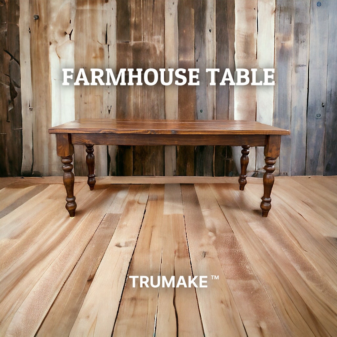 FARMHOUSE TABLE | Turned Legs Table | Rustic Dining Table | Harvest ...