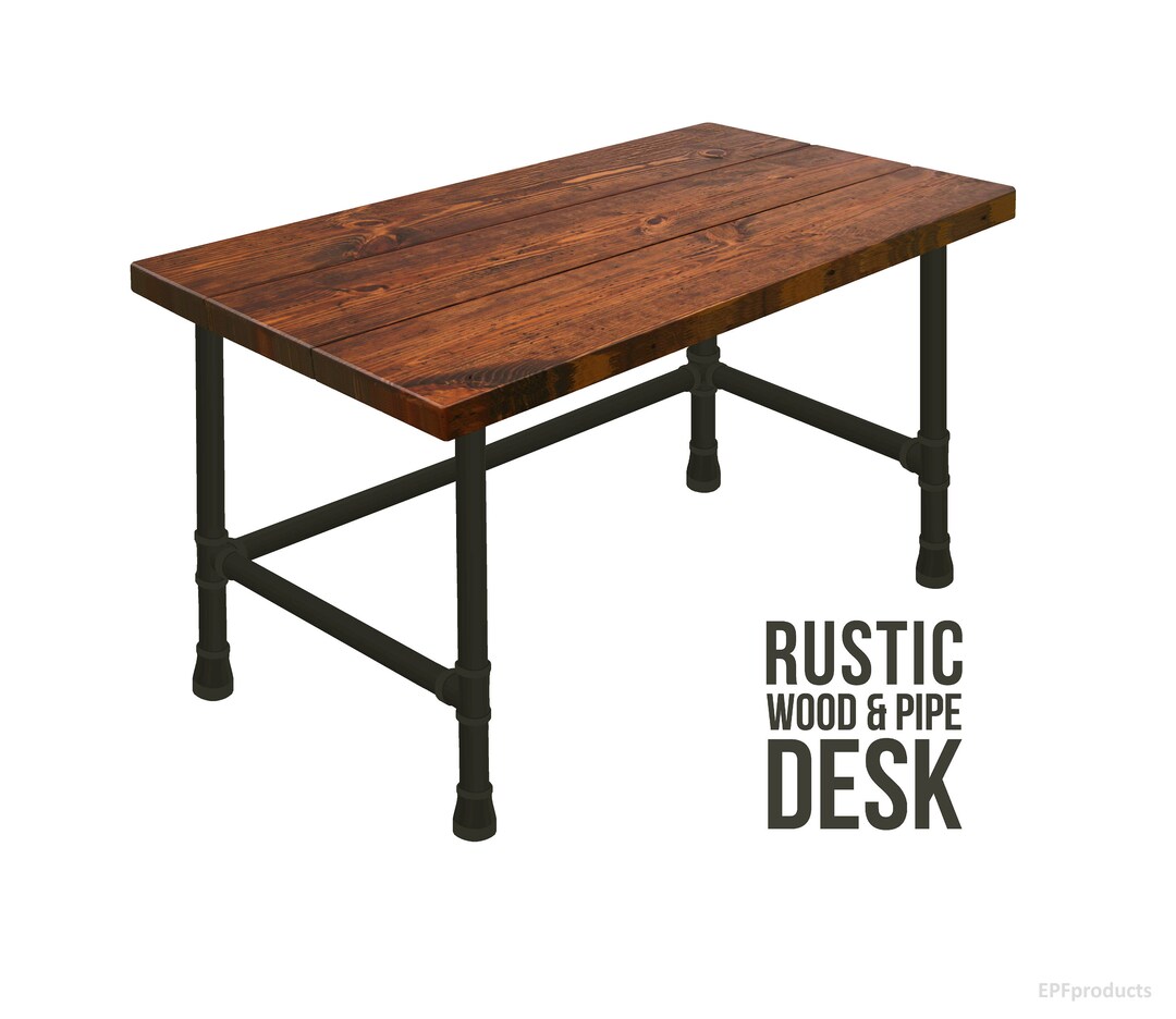 Industrial Desk, Pipe Desk, Industrial Pipe Desk, Rustic Wood Desk ...