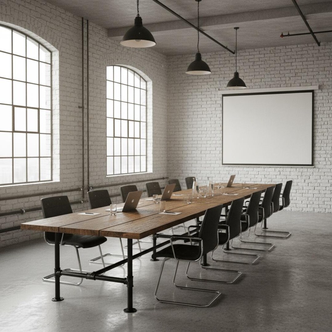 Large Conference Table Rustic Wood and Pipe Table, New Business Gift ...