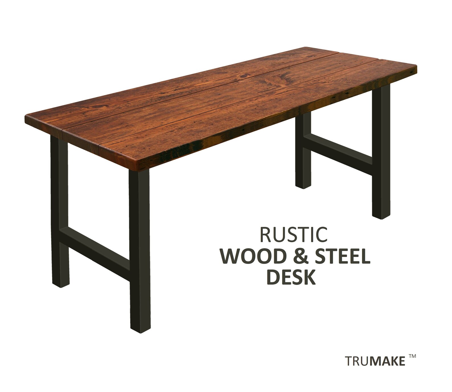 DESK Solid Wood and Steel Home Office Desk Rustic Desk | Etsy