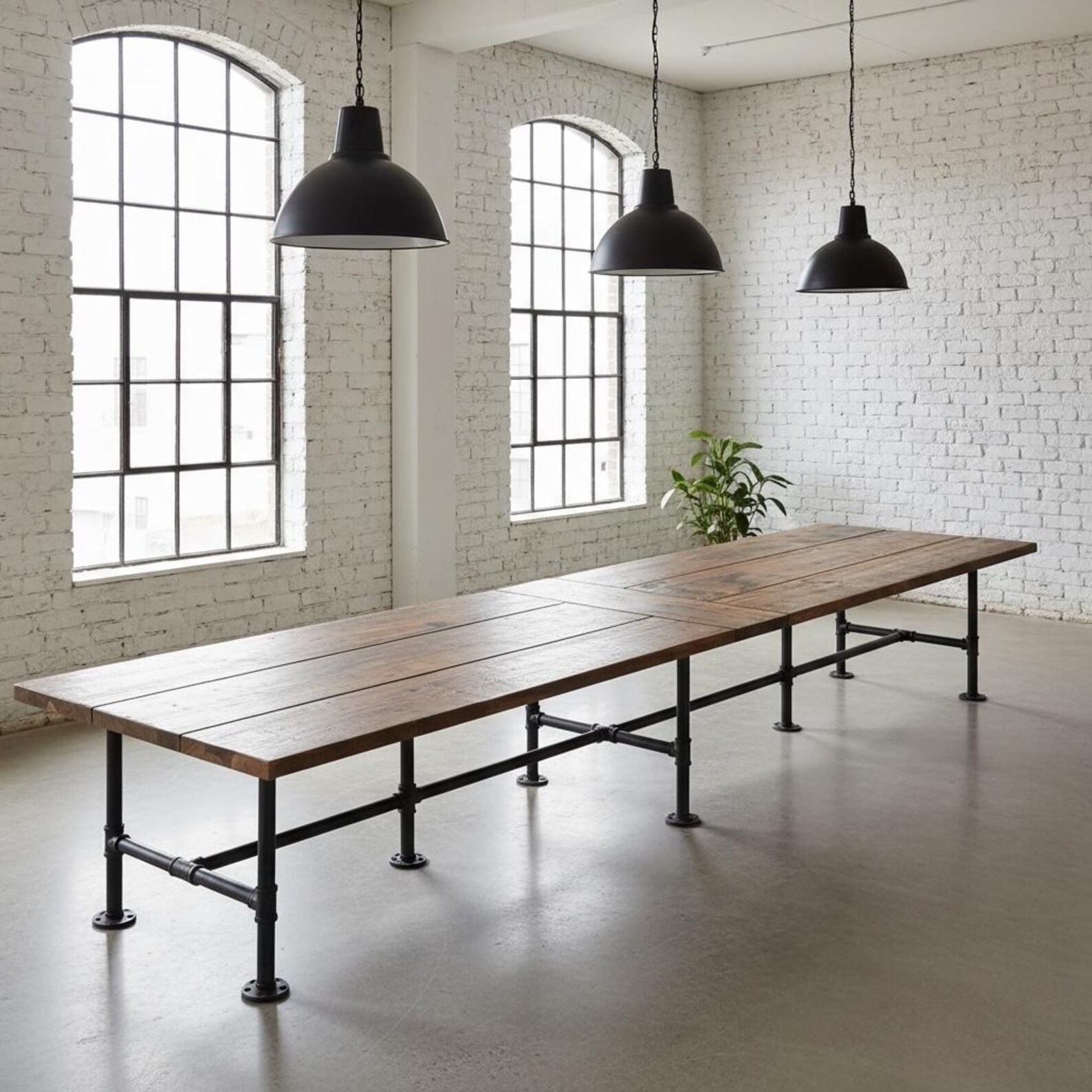 Long Farmhouse Table Rustic Wood & Pipe Table, Industrial Table Urban ...
