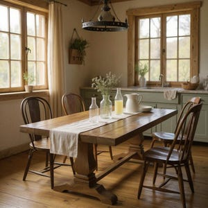 PEDESTAL WOOD TABLE | Handcrafted Thick Solid Wood Rustic Dining Table ...