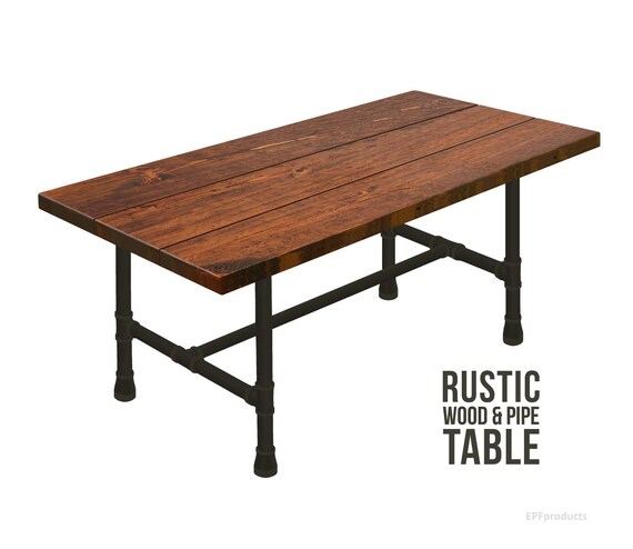 Farmhouse Table Dining Table Rustic Wood & Pipe Table - Etsy