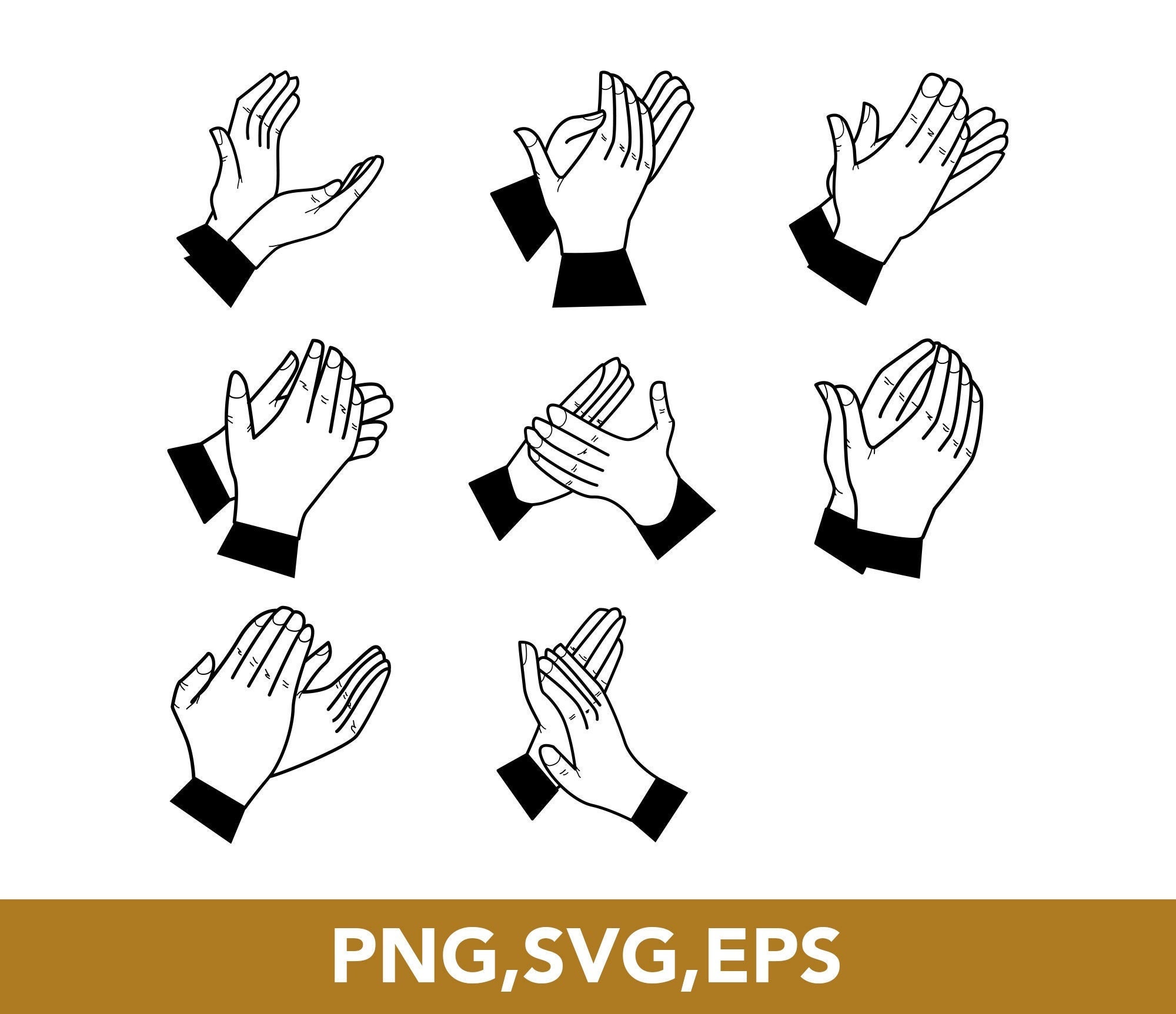 Clapping Hands, A Round of Applause SVG, PNG, EPS, Vector Files, 8 Clip ...