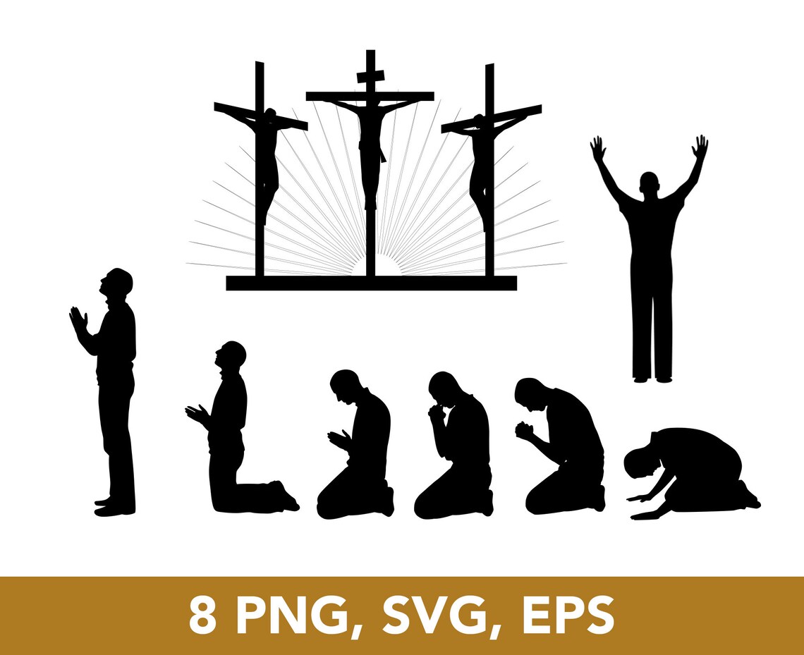 Christian Svg, Pray to God, Praying Man in Church, Cross, SVG Bundle ...
