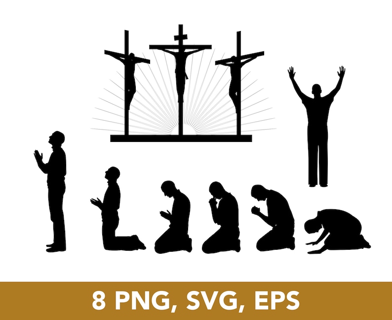 Christian Svg, Pray to God, Praying Man in Church, Cross, SVG Bundle ...