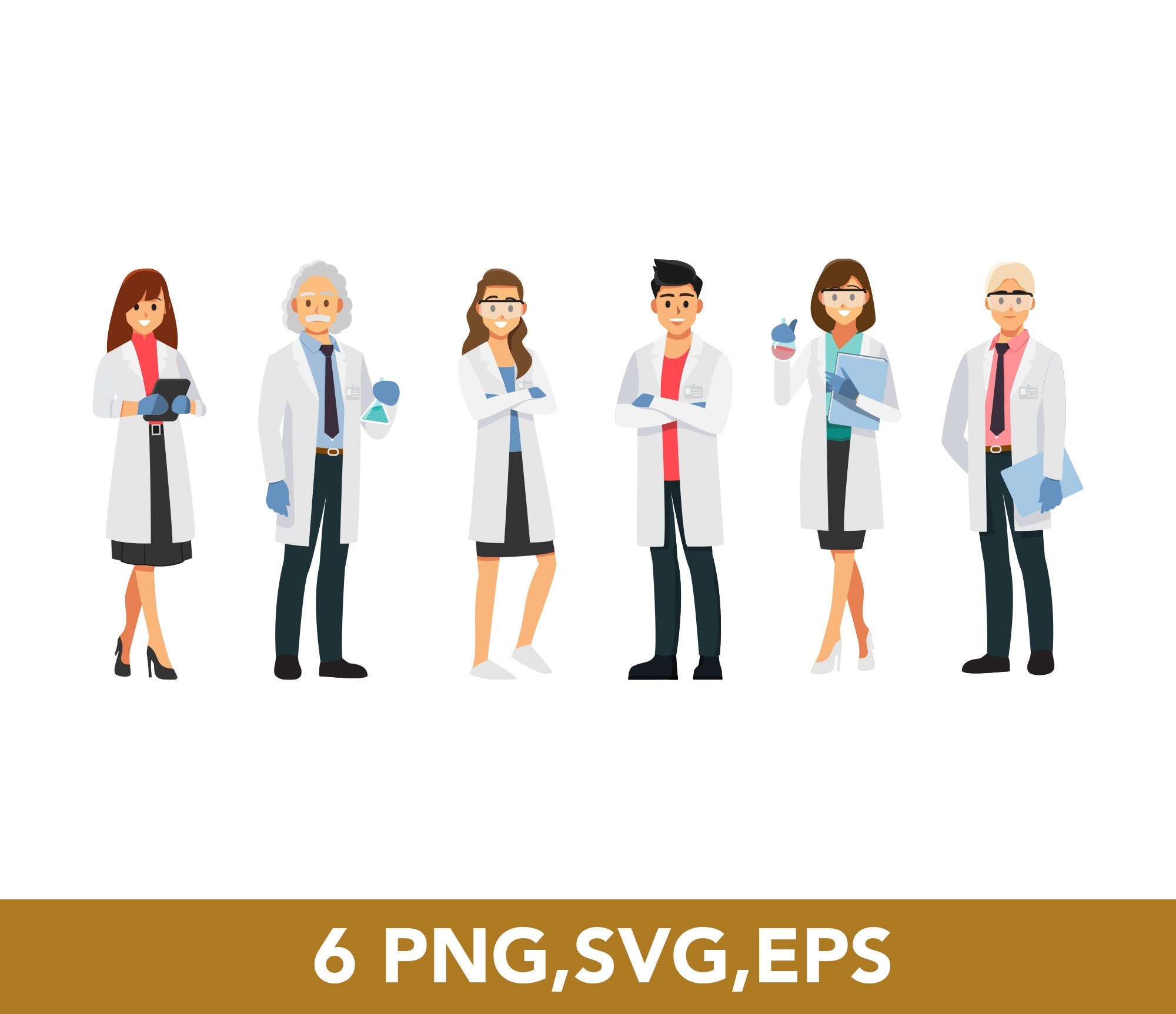 Doctors Illustrations Flat Vector Characters Nurses and - Etsy